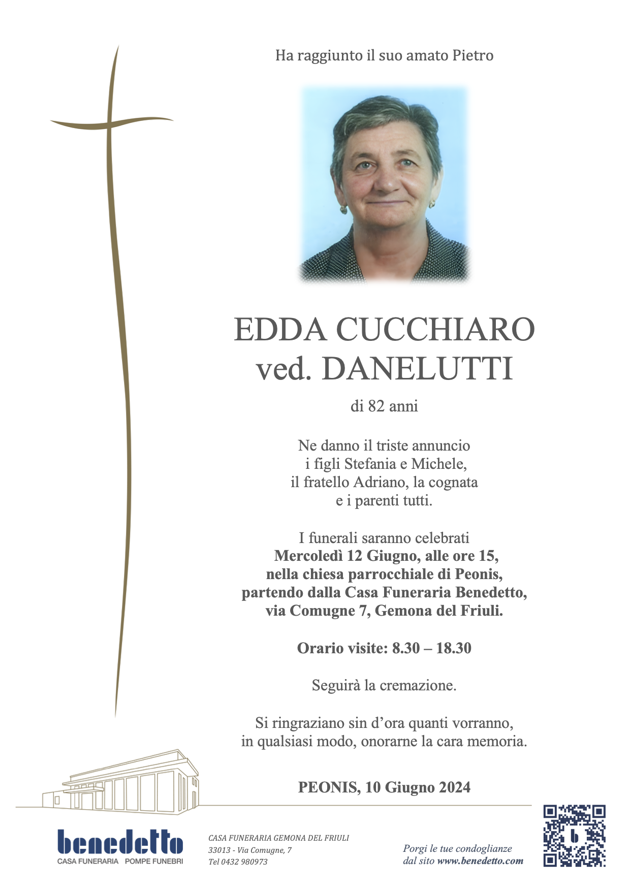 EDDA CUCCHIARO - Necrologio e condoglianze su Benedetto
