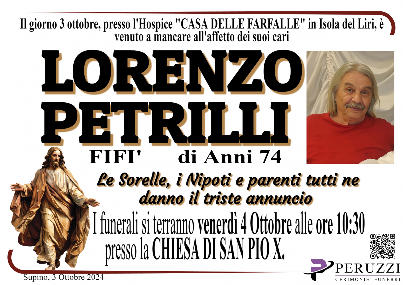 LORENZO PETRILLI - Necrologio e condoglianze su Peruzzi Cerimonie ...