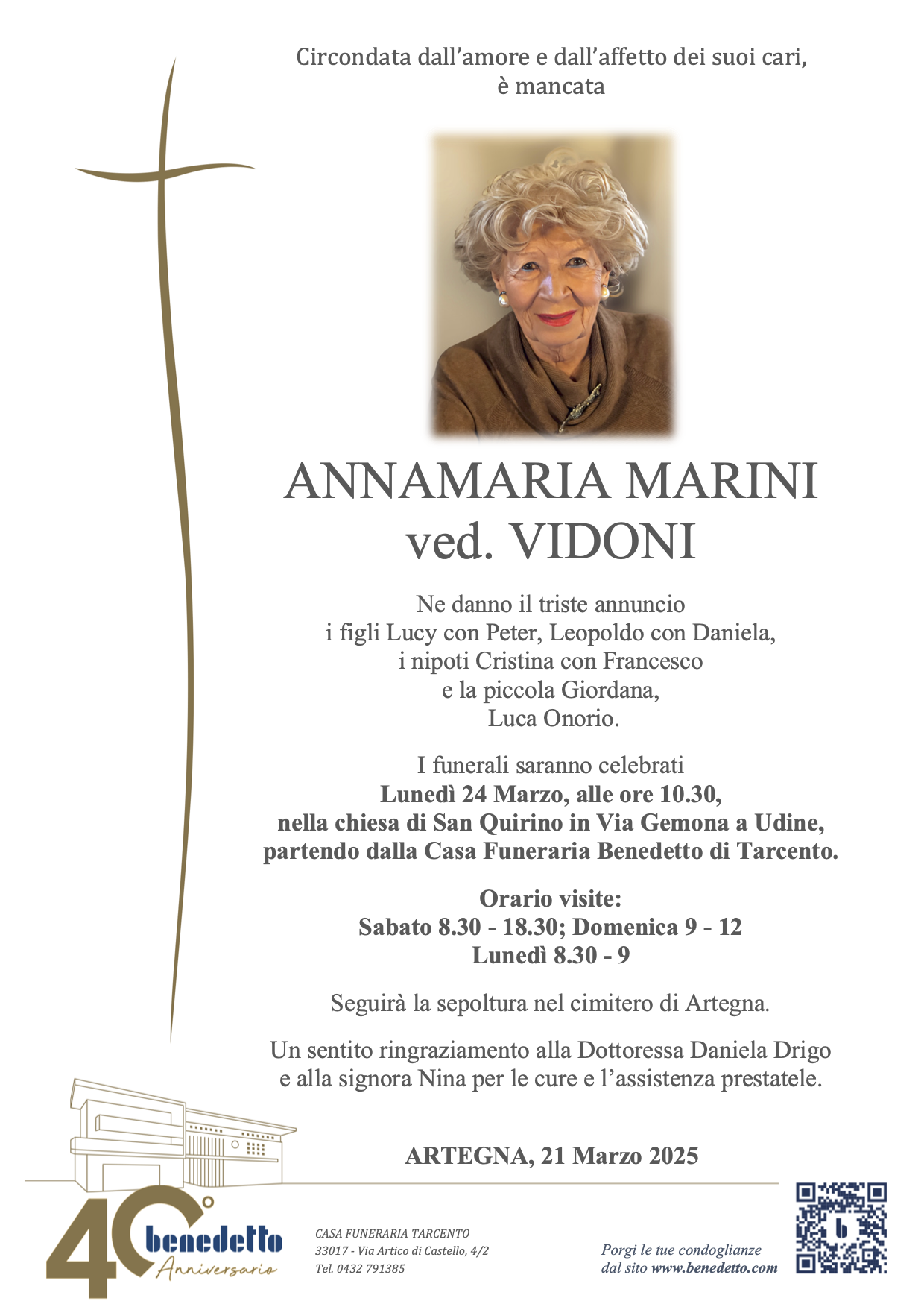 ANNAMARIA MARINI - Necrologio e condoglianze su Benedetto