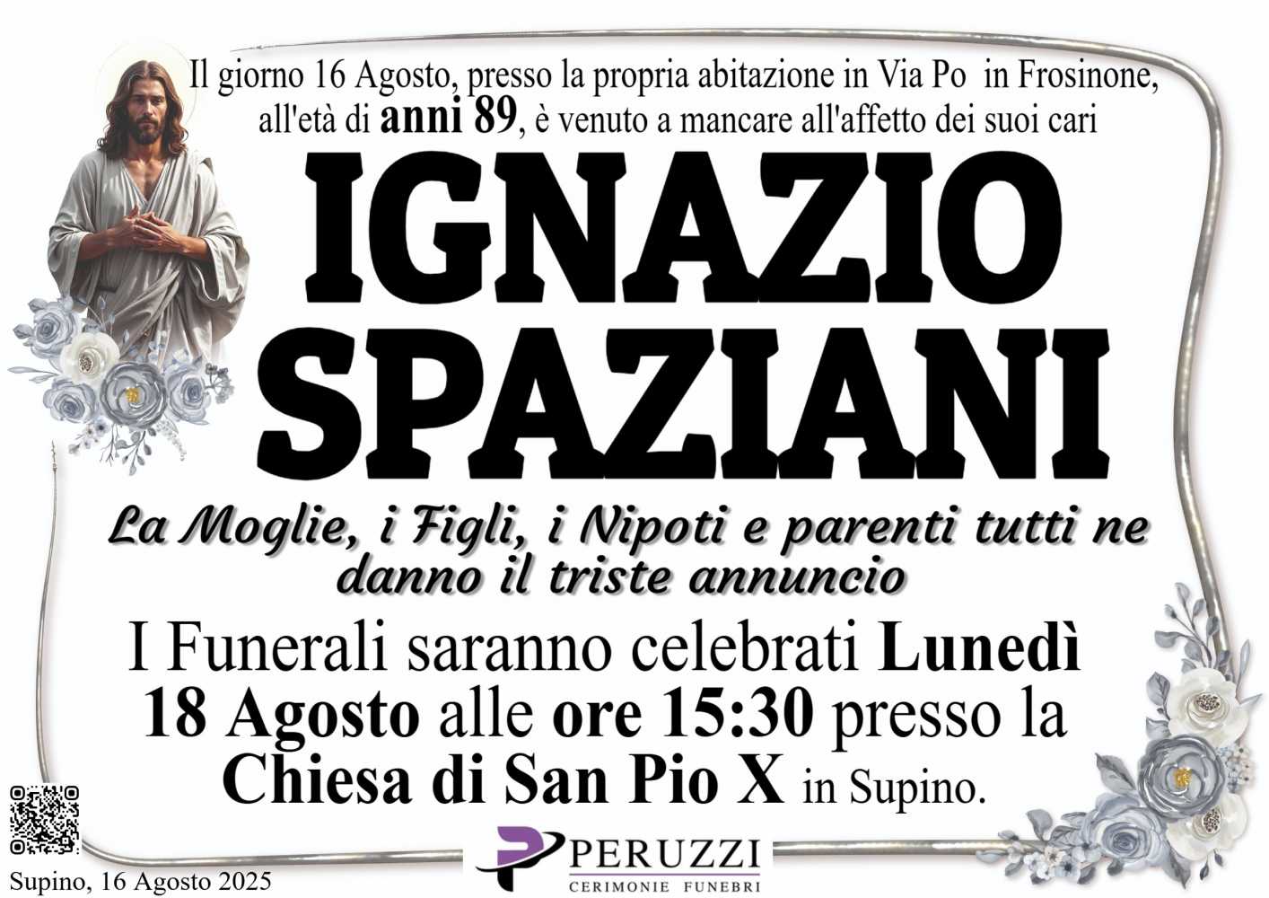 IGNAZIO SPAZIANI - Necrologio e condoglianze su Peruzzi Cerimonie ...