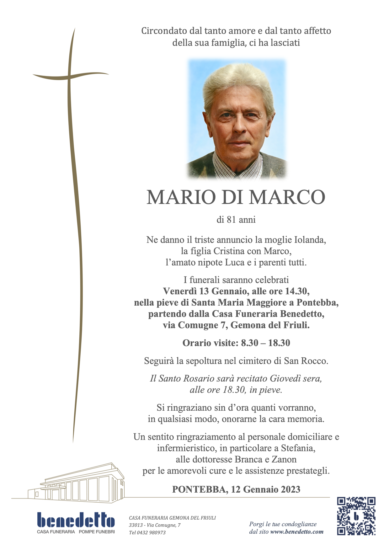 MARIO DI MARCO - Necrologio e condoglianze su Benedetto