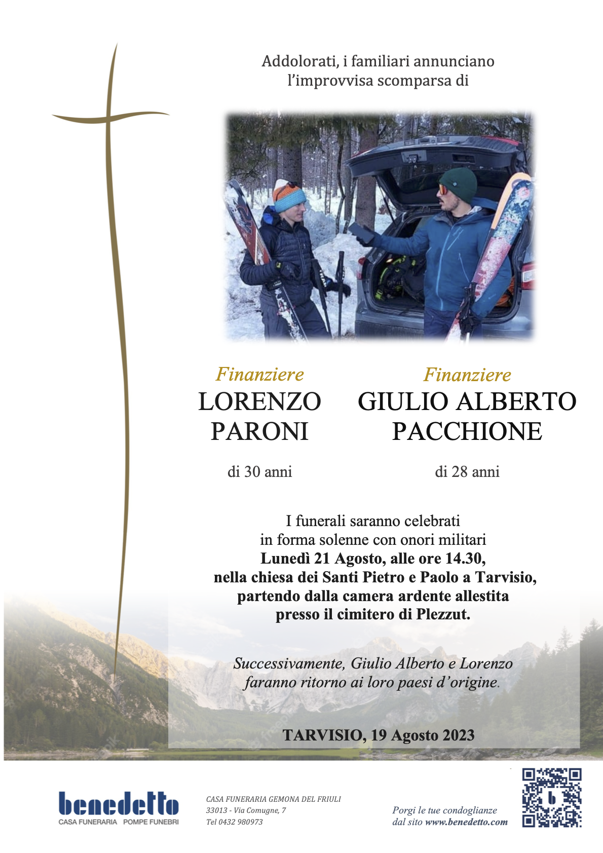 LORENZO PARONI - Necrologio e condoglianze su Benedetto